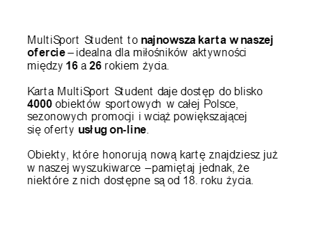 Karta MultiSport Student dla uczniów i studentów!